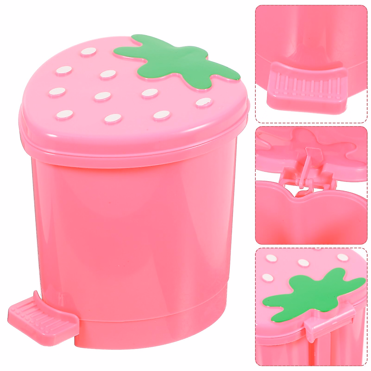 MAGICLULU Strawberry Trash Can: Mini Desktop Heart Wastebasket Kawaii Trash Can with Lid Small Garbage Container for Office Makeup Waste Bathroom Bedroom