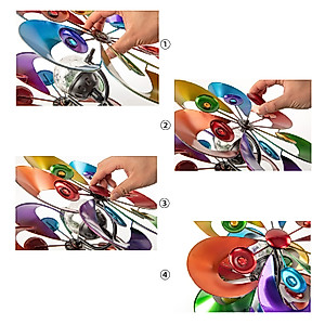 Foooqu Wind Spinner 15 inch Dia 64 inch Peacock Wind Outdoor Metal Garden Lawn Yard Patio Decoration Weather Vane for Garden