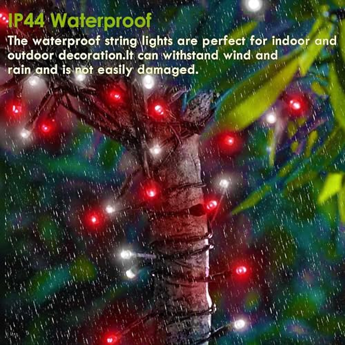 82FT 200 LED Red White Christmas Lights Outdoor/Indoor, Timer & Memory Function & 8 Modes, Extendable Green Wire, Waterproof String Lights for Xmas Tree Holiday Party Garden Yard Decor (Red & White)