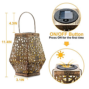 Hanging Solar Lanterns Outdoor Waterproof, Outdoor Lantern Lights Solar Powered Decorative, Garden Lanterns for Garden Patio Yard Table and More (2 Pack)