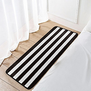 Kitchen Floor Mat White Black Stripe Non-Slip Kitchen Rug Comfort Rug for Floor, Office, Sink, Laundry 39 x 20 Inch