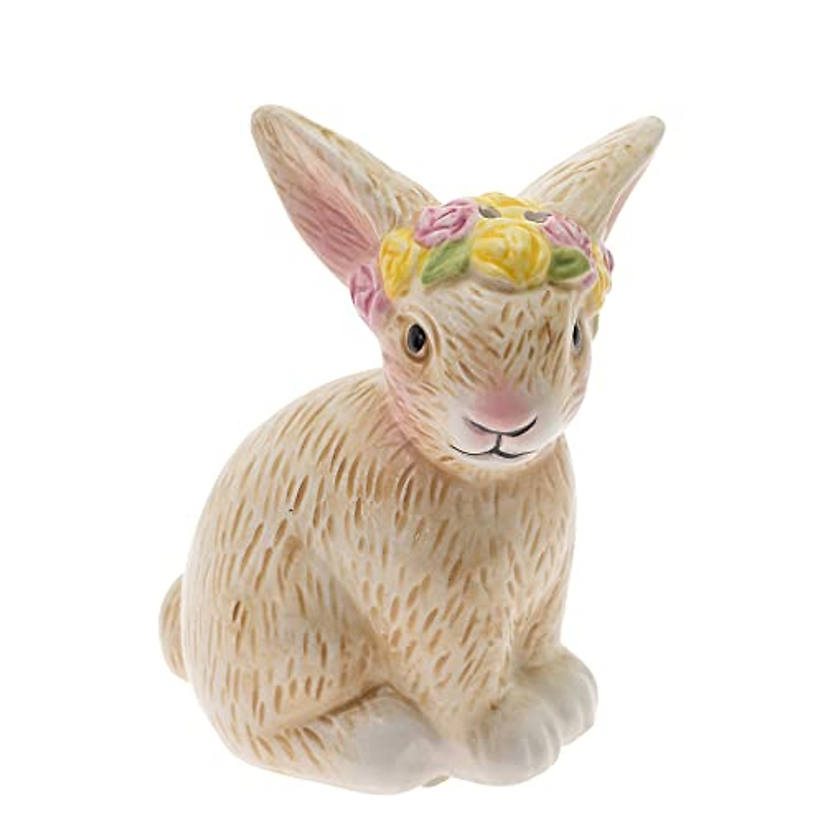 Boston International Salt and Pepper Shakers Easter Ceramic Serveware, Set of 2, Bunny Flower Crown