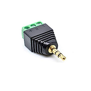 Kework 5-Pack 1/8" 3.5mm 3 Pole TRS Stereo AV Male to 3-Screw Terminal Stereo Female Headphone AUX Balun Connector Converter Adapter (M/FM)