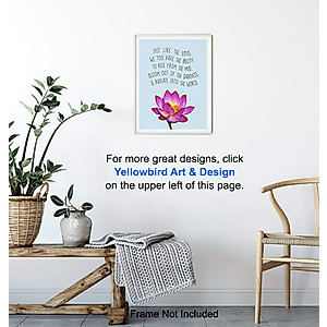 Inspirational Zen Lotus Quote Wall Art Decor Print - Spiritual 8x10 Home, Office, Apartment, Yoga Studio, Meditation Room Decor - Motivational Gift for Buddhist, Buddha Fan - Unframed Poster Print