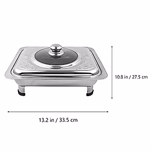 Cold Food Buffet Buffet Food Warmer Thickened Stainless Steel Chafing Dish with Lid Temperature Maintenance Food Holder Warmer Tray for Catering Buffet Kitchen Party Dining Buffet Server