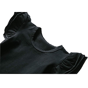 Y·J Back home Black Baby Girl Ruffle Black Onesie Shirt Infant Cotton Clothes Toddler Suit Clothing Summer Onepiece Outfit Sleeveless Bodysuit Newborn Romper,0-3 Months