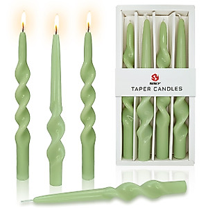 Green Spiral Taper Candles Stick 10 inch High Tapered Candle - 4 PCS Long Candlesticks Unscented Twisted Tapered Candlesticks for Home Decoration Holiday Wedding Party