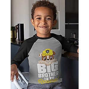 Big Brother Shirt for Toddler Rubble Paw Patrol 3/4 Sleeve Baseball Jersey Toddler Shirt Dark Gray 4T