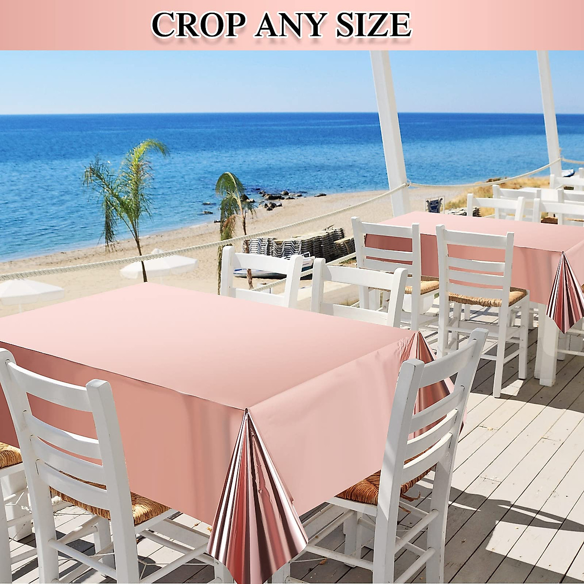 Kinlop 40 Inch x 100 ft Plastic Laser Tablecover Roll Disposable Iridescent Tablecloth Roll Iridescence Rectangle Holographic Foil Tablecloth for Disco Wedding Birthday Bridal Party (Rose Gold)