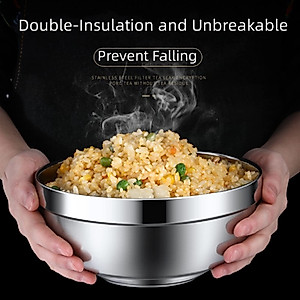 Ceiteo Rainbow Bowl Set of 6, 304 Stainless Steel Dinnerware Metal Double-walled Insulated Cereal Bowls for Eating Kitchen, Dishwasher Safe and Unbreakable