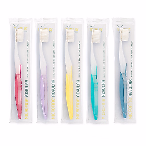 NIMBUS Extra Soft Toothbrushes (Regular Head) Periodontist Design Tapered Bristles for Sensitive Teeth and Receding Gums, Individually Wrapped Plaque Remover Travel Toothbrush (10 Pack, Colors Vary)