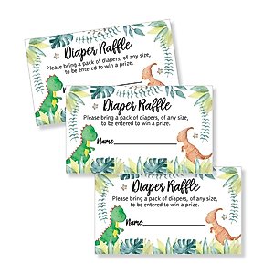 All Ewired Up 50 Dinosaur Diaper Raffle Tickets Diaper Raffle Ticket Lottery Insert Cards Baby Shower Invitations, Supplies and Games for Baby Reveal Party, Gender Neutral Bring a Pack of Diapers