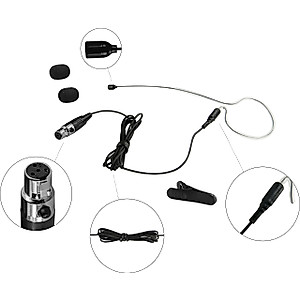HEIMU Single Earhook Wired Headset Boom Mini XLR Omni-Directional Microphone (for Shure Type 4 pin Mini Plug Black)