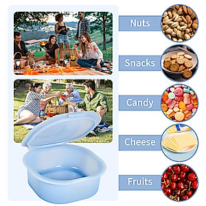 Silicone Cheese Container for Refrigerator, Blue Sliced Cheese Container Holder Cheese Storage Keeper for fridge, Snack Food Storage Container Box, 7oz Bowl with Lid Stackable Dishwash-safe