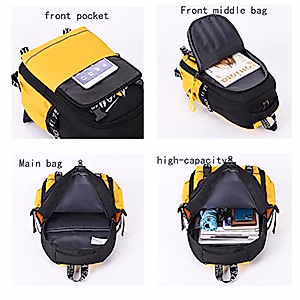 WZCSLM Anime School Bags student Oxford Cloth Vacation Backpack Travel Bag Luggage Trolley Case with Six Wheels Good friend's gift Laptop backpack (yellow1)