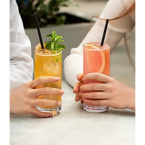 LUNA & MANTHA Highball Glasses Set of 4, 13oz Drinking Glasses Lead-Free Crystal Tall Water Glasses for Mojito, Tom Collins, Iced Tea, Gin & Tonics, Home Bar, Birthdays, Housewarming Gift, Clear