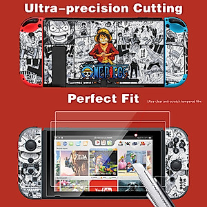 oqpa for Nintendo Switch Skin Cute Kawaii Cartoon Character Sticker, Fun Funny Fashion Cool Switch Game Skins for Girls Boys Kids Stickers+Tempered Glass Film for Nintendo Switch (Yellow Hat Boy)