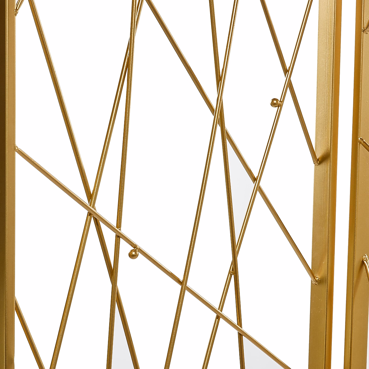 Deco 79 Metal Abstract Partition Room Divider Screen Foldable Partition Wire Rod 3 Panel Privacy Screen with Small Ball Accents, Room Partition 59" x 2" x 79", Gold