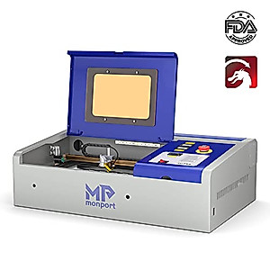 Monport 40W Laser Engraver, 40W Lightburn (8" X 12") CO2 Laser Engraver & Cutter with Red Dot Guidance, 3 LED Monitor Display and Water Cooling System
