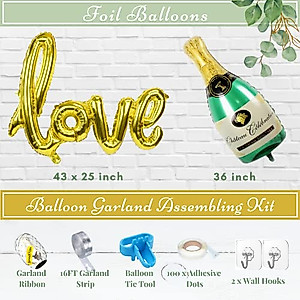 215 PC Bridal Shower Decorations Kit - Includes Balloon Arch & Boxes, A-Z Letters & More - Ideal for Sage Green Bachelorette Party, Olive Engagement and Wedding Shower
