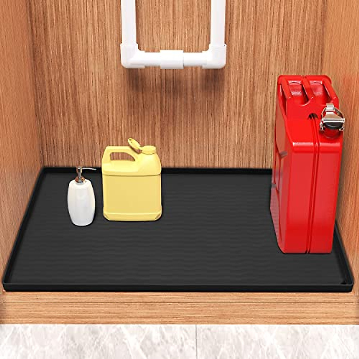 URMONA Under Sink Mat, 31'' x 22'' Under Sink Mats for Kitchen, Waterproof Silicone Under Sink Liner Drip Tray, Sink Cabinet Protector Mats for Kitchen