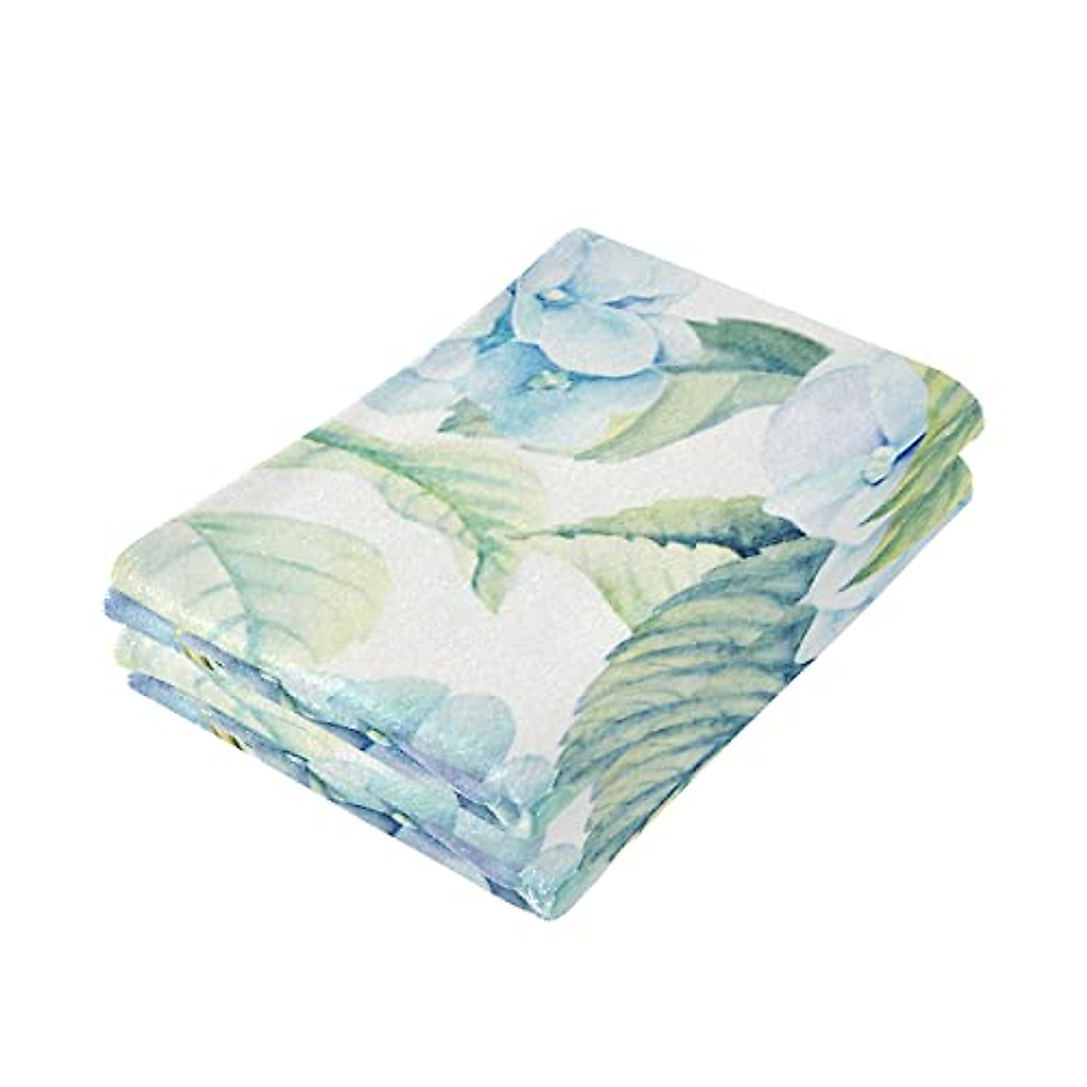 JUAMA Blue Hydrangea Flower Hand Towels 2-Pack Fingertip Towels Absorbent Hand Towels for Bathroom Decorative Set Lightweight Bath Towels 28x14 Inches