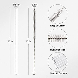Replacement Straws for Stanley 40oz Adventure Quencher Travel Tumbler, 6 pack Reusable Plastic Straws with Cleaning Brush Compatible with Stanley Cup Stanley Water Jug (12inch Long)