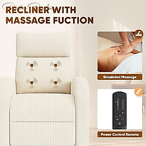 YESHOMY Recliner Chair for Adults, Adjustable Modern Single Sofa with Padded Seat Backrest for Living Room, with Lumbar Support, Beige