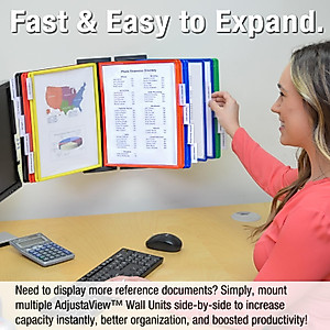 Ultimate Office AdjustaView 10-Pocket Wall Reference Organizer with Easy-Load Pockets and Mounting Screws