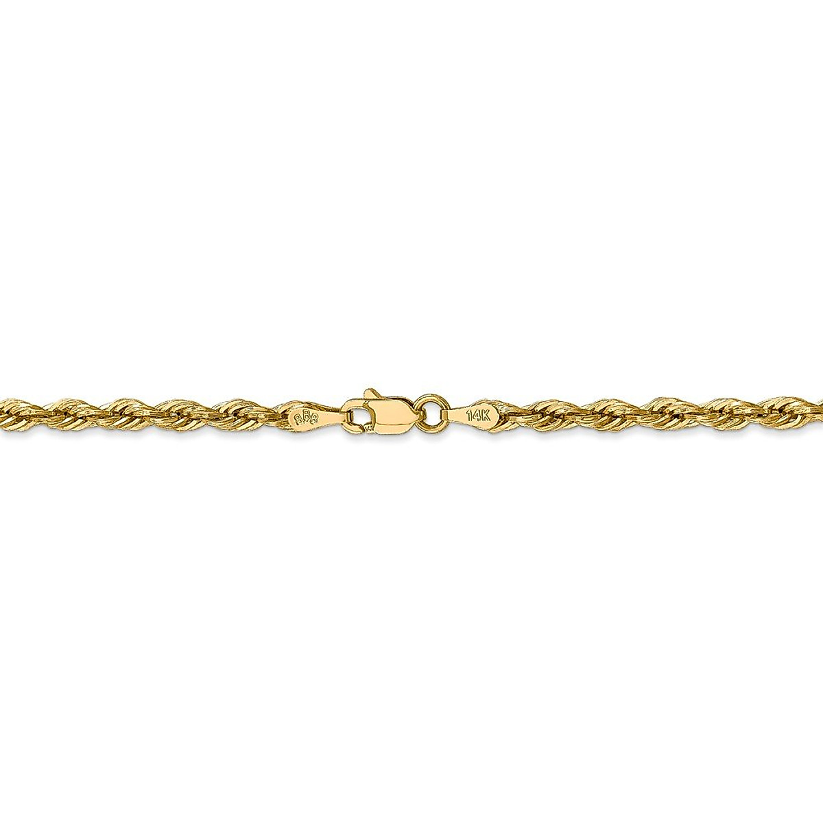 Sonia Jewels 14k Yellow Gold 3mm Rope Chain Necklace - with Secure Lobster Lock Clasp 24"