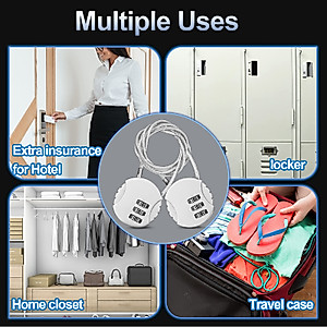 Yingzhao 4 Pieces 3 Digit Combination Lock Wire Stroller Waterproof Padlock Cable Locks Lightweight Locker Lock Flexible Gate Lock for School Luggage Helmet Gym Fence Door Sports Bike (Silver)