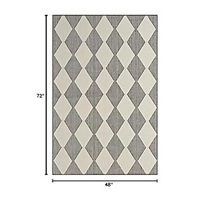 Nourison Positano Indoor/Outdoor Charcoal 4' x 6' Area Rug, Easy Cleaning, Non Shedding, Bed Room, Living Room, Dining Room, Backyard, Deck, Patio (4x6)