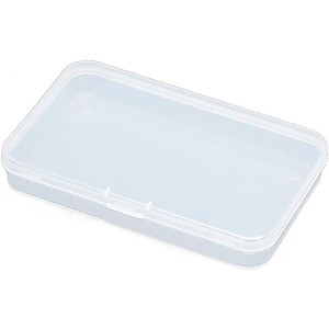 Pack of 4 Clear Polypropylene Rectangle Mini Storage Containers Box with Hinged Lid for Card,Accessories,Crafts,Learning Supplies,Screws,Drills,Battery,4.8" x 2.9" x 0.67" Storage and Transport