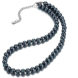 Beaded Strand Pearl Choker Necklace - Fashion Jewelry Birthday Gifts For Women(22-8mm Black)