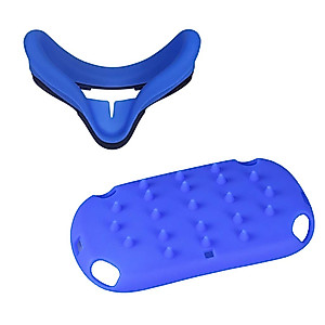 MASiKEN Silicone Mask Cover & Face Cushion for Oculus Quest, Head Cover Protection Skin Cap, Face Pad Replacement Accessories Shock-Resistant Sweatproof Lightproof (Blue)