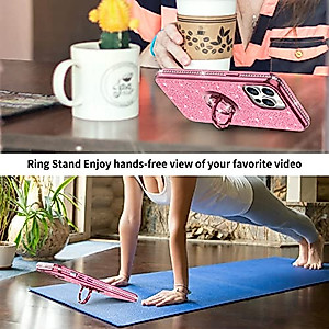 OCYCLONE iPhone 14 Pro Max 6.7" Glitter Diamond Case with Ring Stand - Pink, Women's Protective Cover