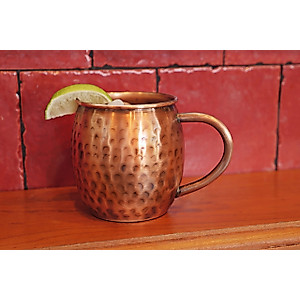 Alchemade 100% Pure Copper Barrel 16 Ounce Mug Perfect For Moscow Mules, Other Cocktails, Or Your Favorite Drinks - Will Keep Beverages Colder Longer