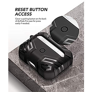 MOBOSI Vanguard Armor Series Military AirPods Pro Case, Full-Body Hard Shell Protective Cover Case Skin with Keychain for AirPod Pro 2019, Black [Front LED Visible]