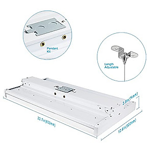 Lightdot 2 Pack LED High Bay Shop Light, 2FT (Large Area Illumination) 150W [Eqv.600W MH/HPS] 5000K Commercial Warehouse Linear Hanging Light for Workshop Energy Saving Upto 5600KW*2/5Yrs(5Hrs/Day)