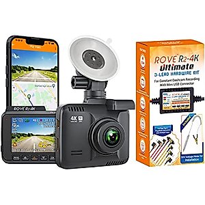ROVE R2-4K Dash Cam and ROVE Ultimate Hard Wire Kit Bundle