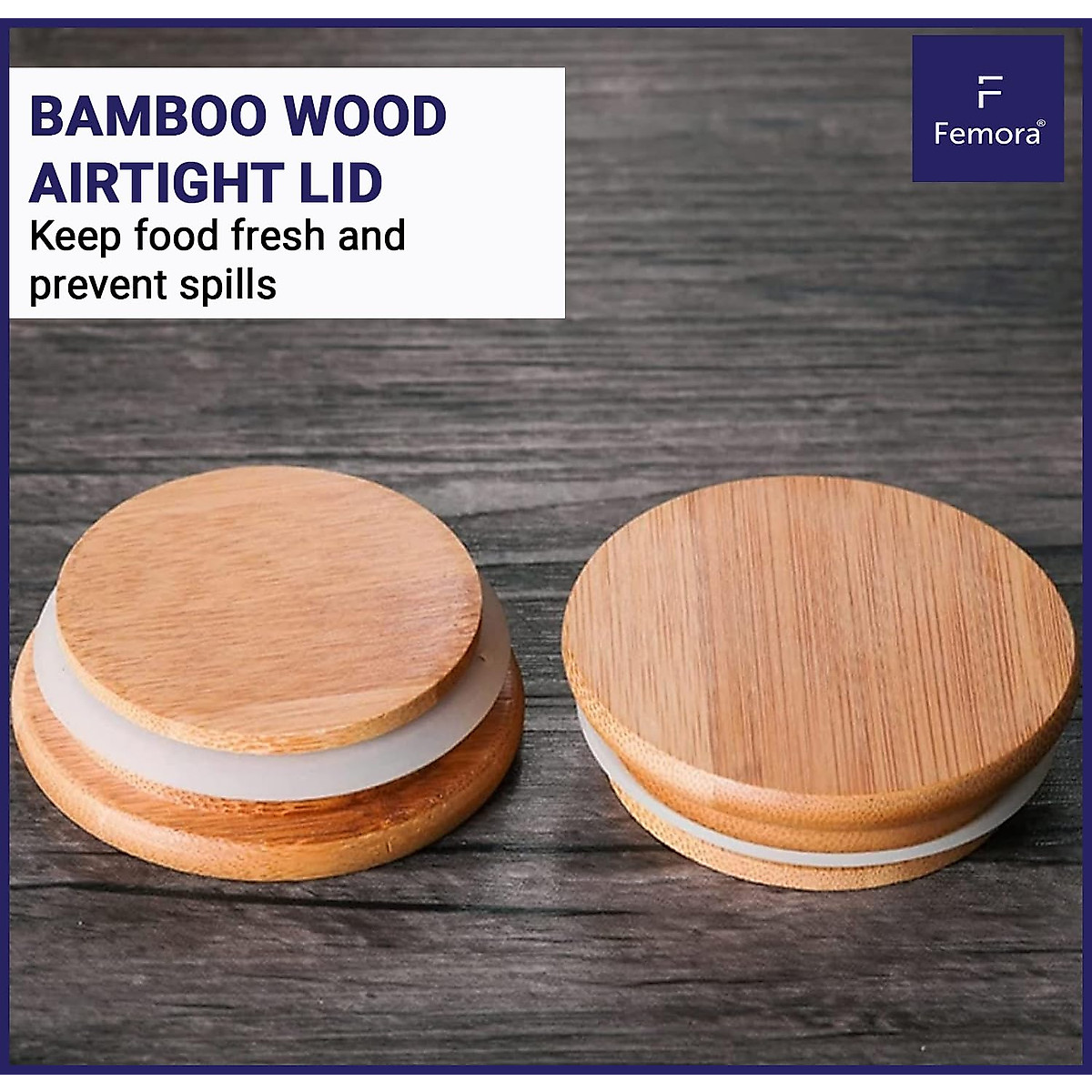 Femora Kitchen Storage Jars Borosilicate Glass Jars for Kitchen With Wooden Lid Air Tight Jar, 900 ML, Pack of 1