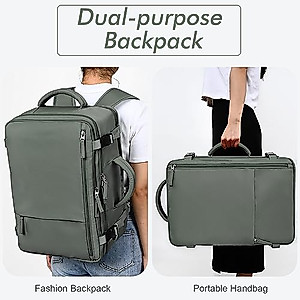 Rinlist Carry-on Travel Backpack For Women Men Flight Approved, Anti-theft Casual Daypack, Hiking Backpack Waterproof Sports Hand Luggage Rucksack, Travel Must Haves Essentials, Olive-green