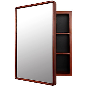 H & A Medicine Cabinet Bathroom Mirror, 24''x16'' Farmhouse Wood Frame Bathroom Medicine Cabinet with Mirror, Vanity Mirrors Recess or Surface Mounted Installation (Brown)