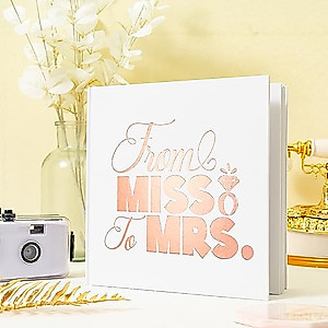 Calculs from Miss to Mrs Bridal Shower Guest Book Polaroid Blank Pages Picture Book for Instant Film Rose Gold Bachelorette Party Sign in Book 8.5” Square White Cover Rose Gold Foil Stamping