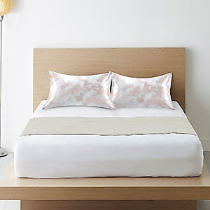 Blueangle Rose Gold Marble Satin Pillowcase for Hair and Skin Silk Pillowcase, Queen Size(20x30 inches) - Satin Pillow Covers with Envelope Closure