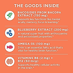 OLLY Ultra Strength Brain Softgels, Nootropic, Supports Healthy Brain Function, Memory, Focus and Concentration, Omega-3s, Vitamins B6 and B12, 30 Day Supply - 60 Count