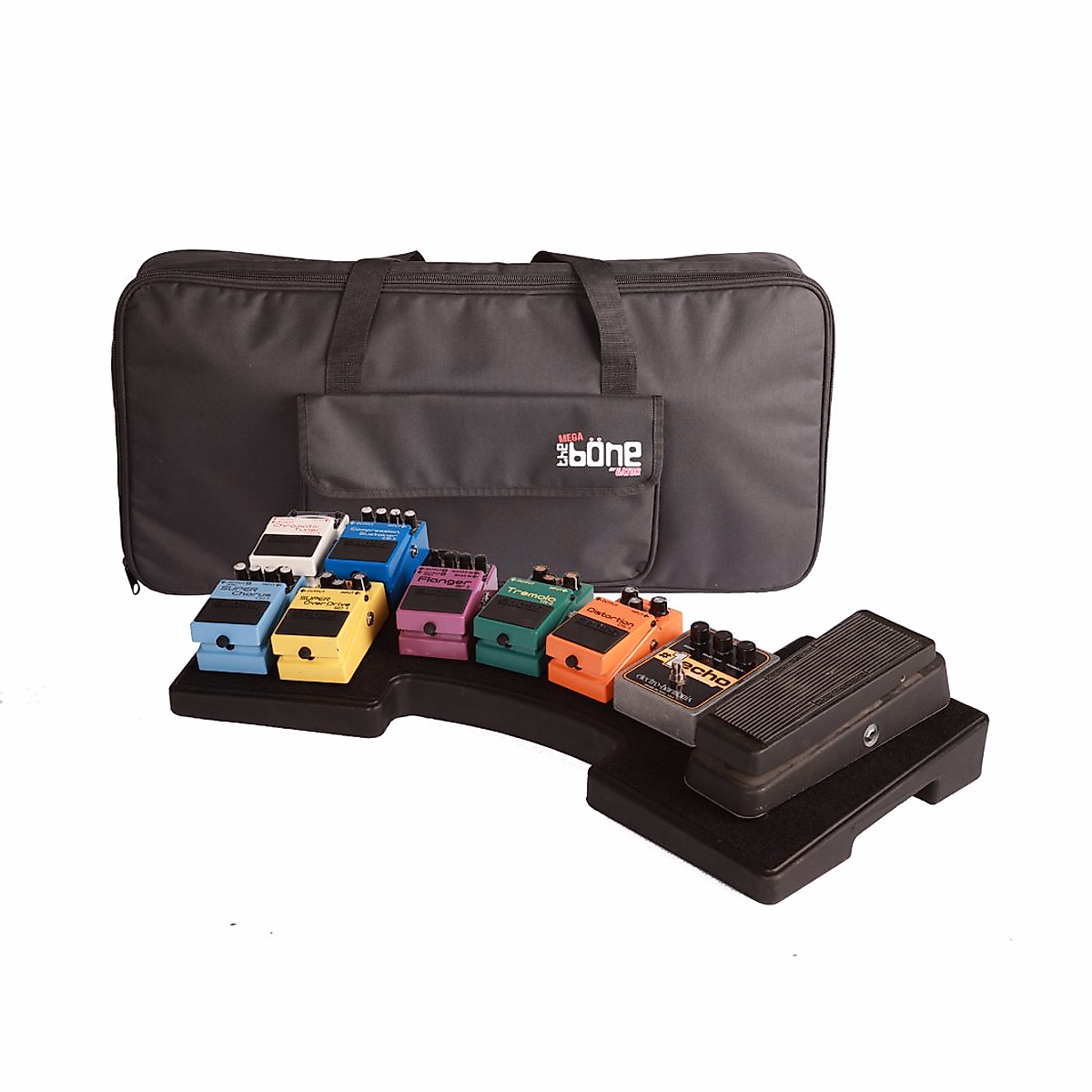Gator Cases Mega Bone Molded Polyethylene Curved Guitar Pedal Board with Padded Lightweight Carry Bag; USA Made, 28" x 11" x 2.5" (G-MEGA BONE)