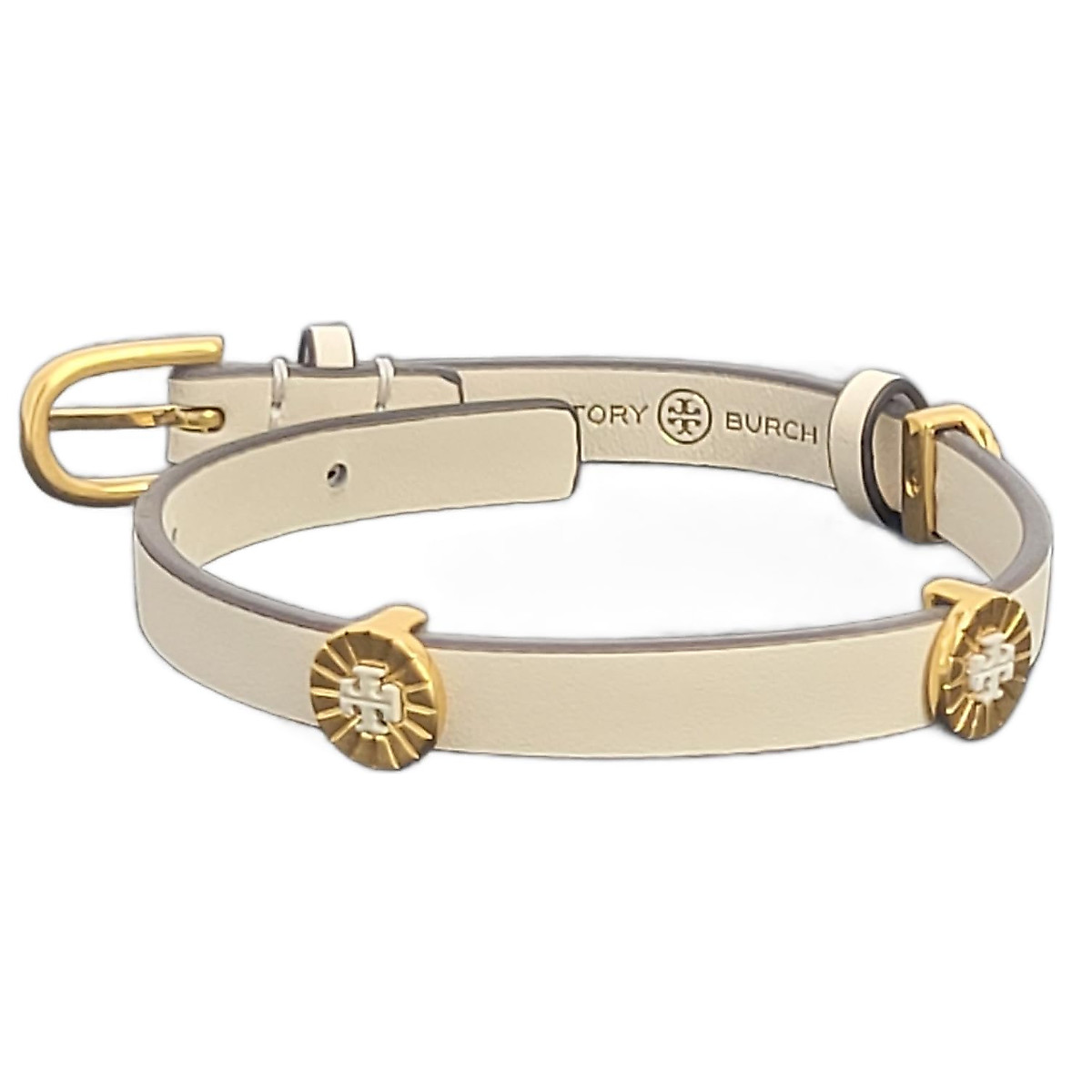 Tory Burch 143363 Britten New Ivory White/Rolled Brass Enamel Single Wrap Women's Bracelet