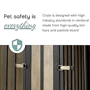 DOSSMBOLA 75'' Large Dog Crate Furniture for Large Dog or 2 Medium Dogs, Wooden Dog Kennel Dog Crate with Pull Out Tray and Removable Divider, TV Stand XXL Dog Cage - Gray