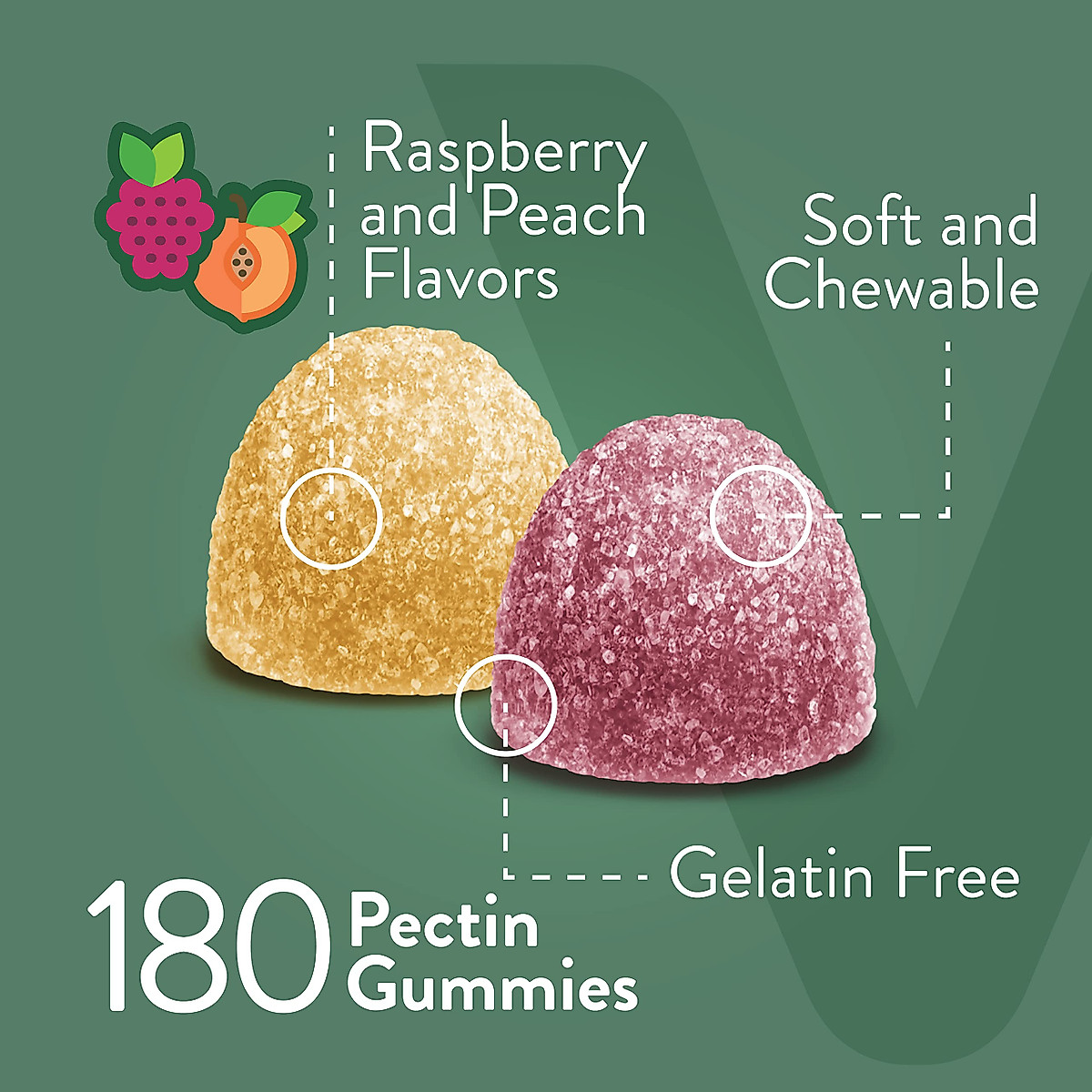 Magnesium Citrate Gummies for Adults & Teens - Maximum Strength 255mg, Supports Calm Mood, Optimal Relaxation, Muscle Function - Vegan, Gelatin Free - Tasty Chewable Raspberry & Peach Flavored Gummy